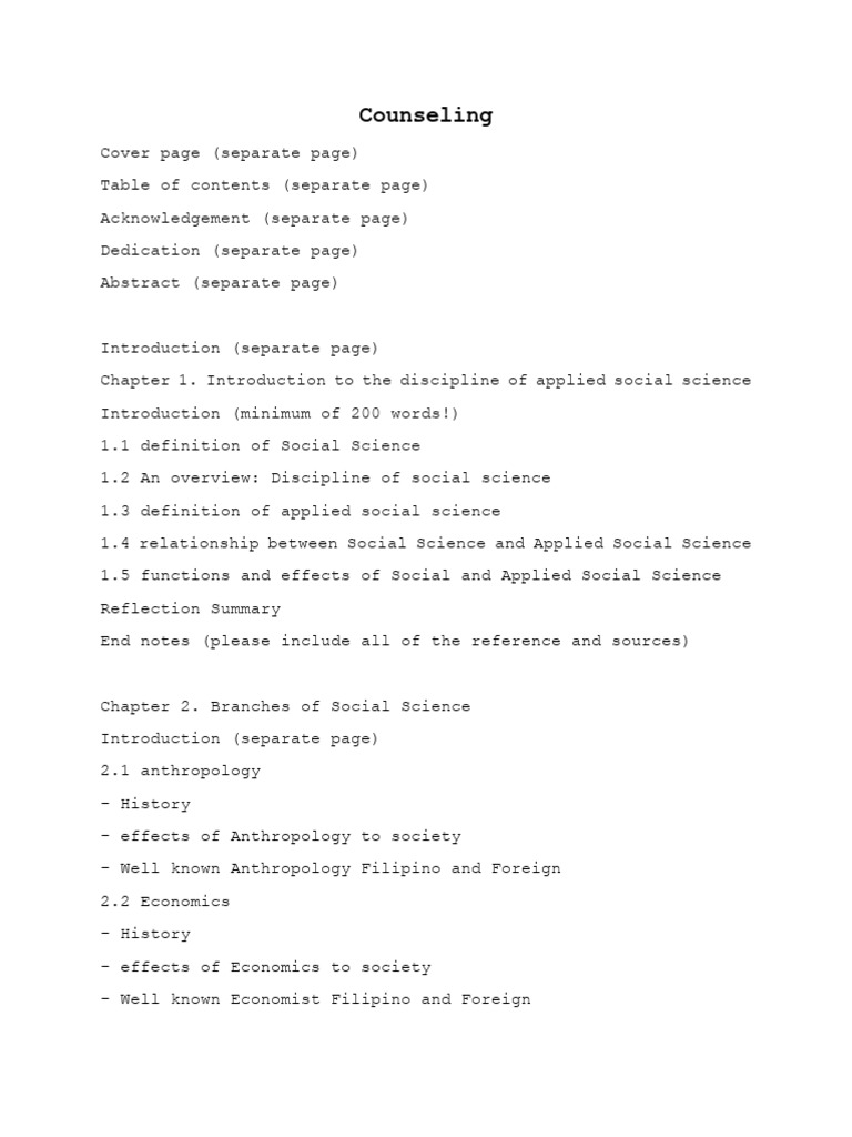 Counseling Outline Project | PDF | Social Sciences | Psychology