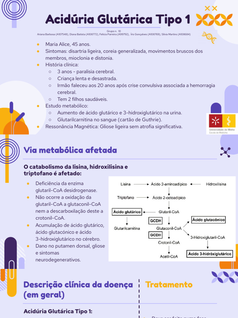 Acidúria Glutárica Tipo I | PDF