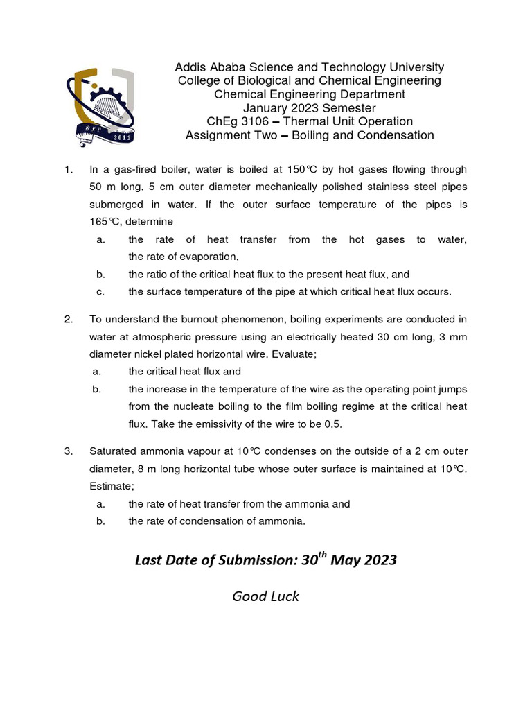 Assignment two-Thermal Unit operation | PDF