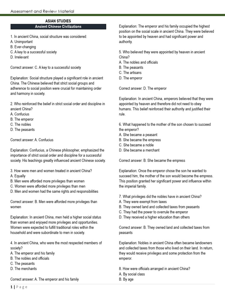 Asian Studies_Ancient Chinese Civilization_Reviewer | PDF