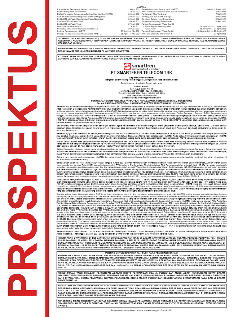 Prospektus PUT IV Smartfren Final Comp | PDF