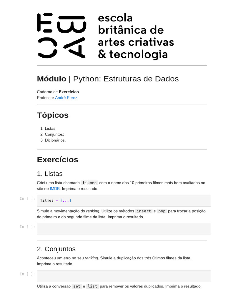 Exercícios de Estruturas em Python | PDF | Computadores