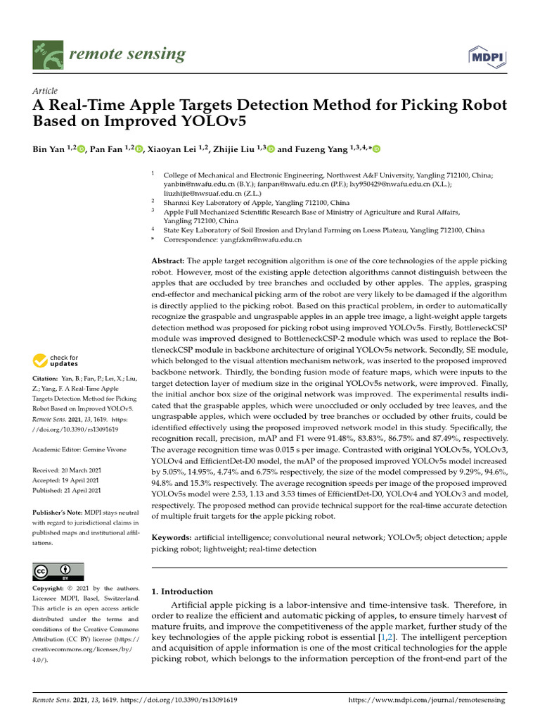 A Real-Time Apple Targets Detection Method For Picking Robot Based On ...