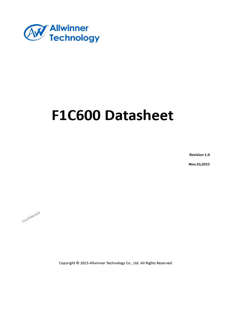 F1C600 Datasheet V1.0 | PDF