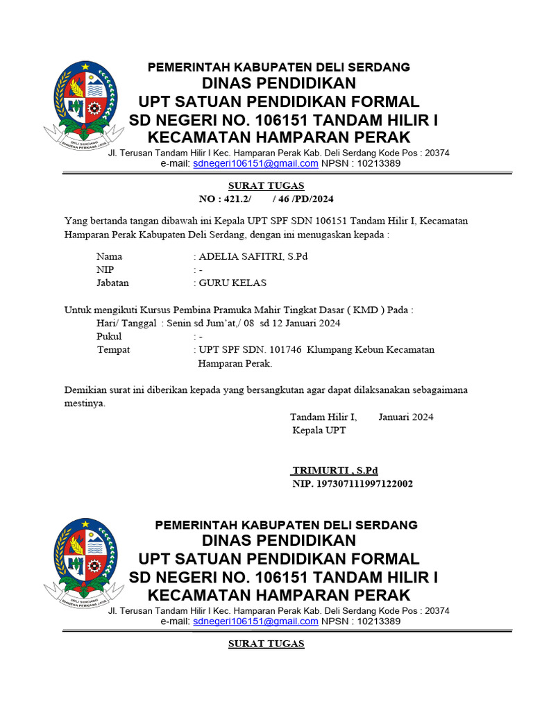 Surat Tugas KMD | PDF