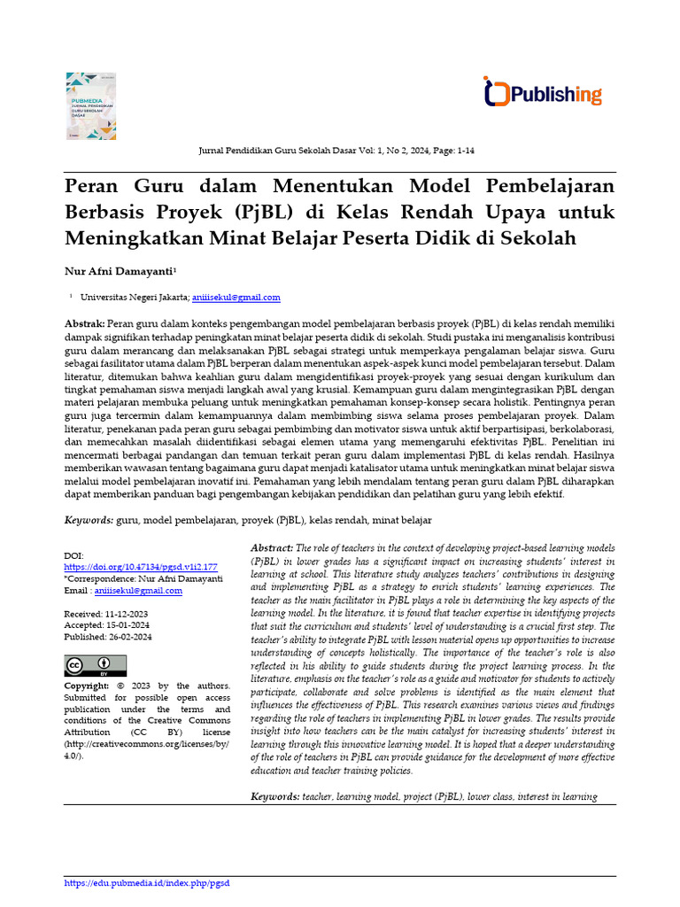 Peran Guru Dalam Menentukan Model Pembelajaran Ber | PDF