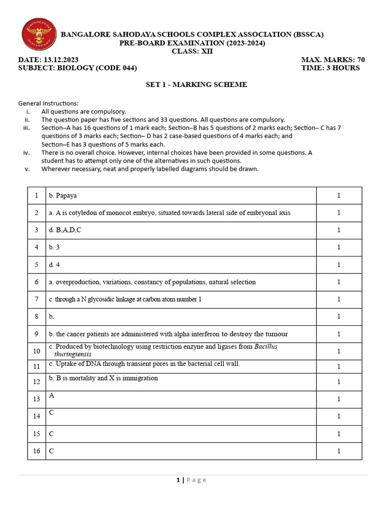 Bio Set 1 (Answer Key) | PDF | Meiosis | Reproduction