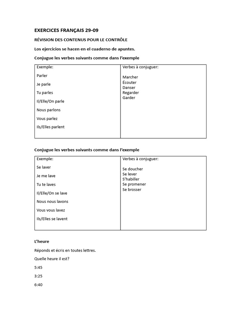 Exercices de révision en français | PDF