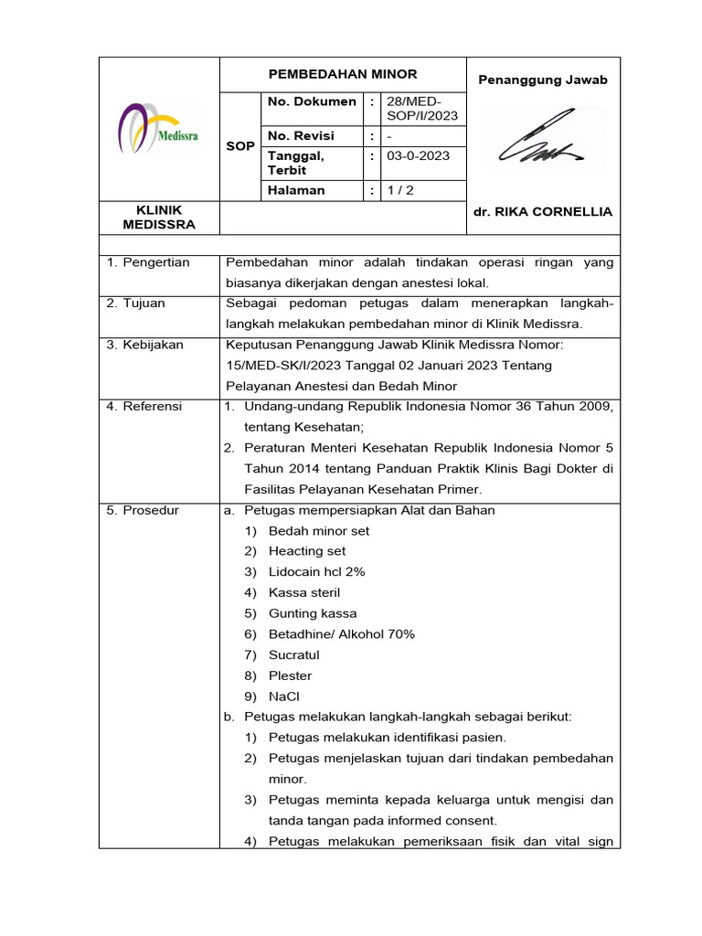 3.8 EP 1 - 3. (SOP) Bedah Minor | PDF