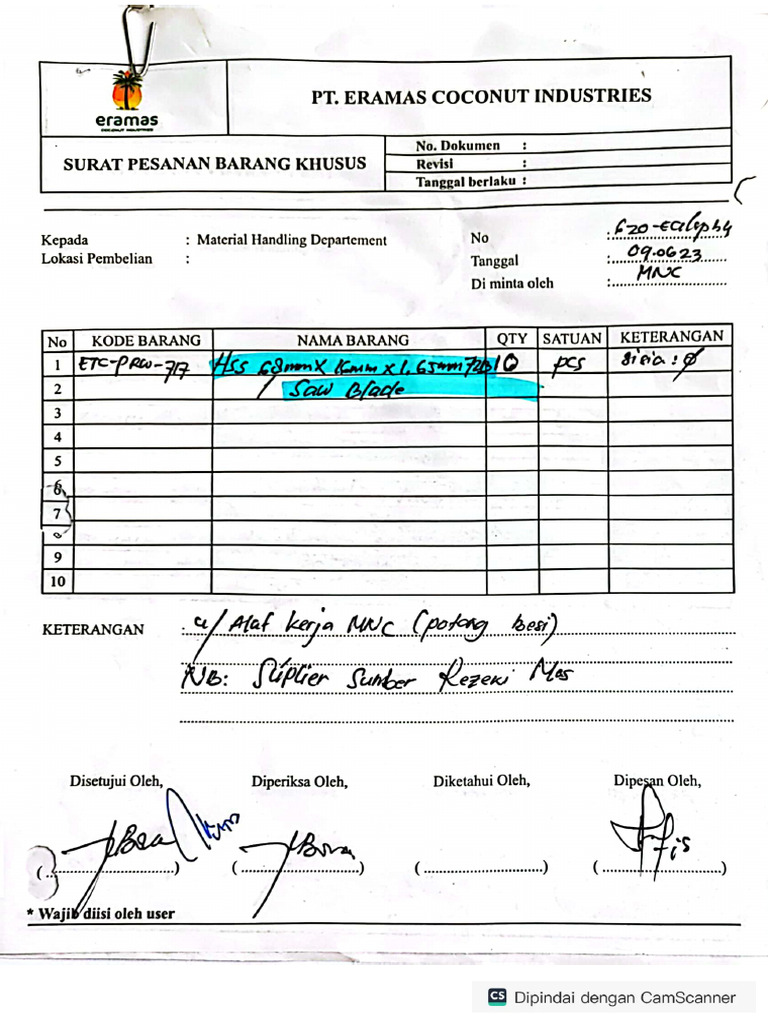 Contoh Surat Permintaan Barang Lokal I | PDF