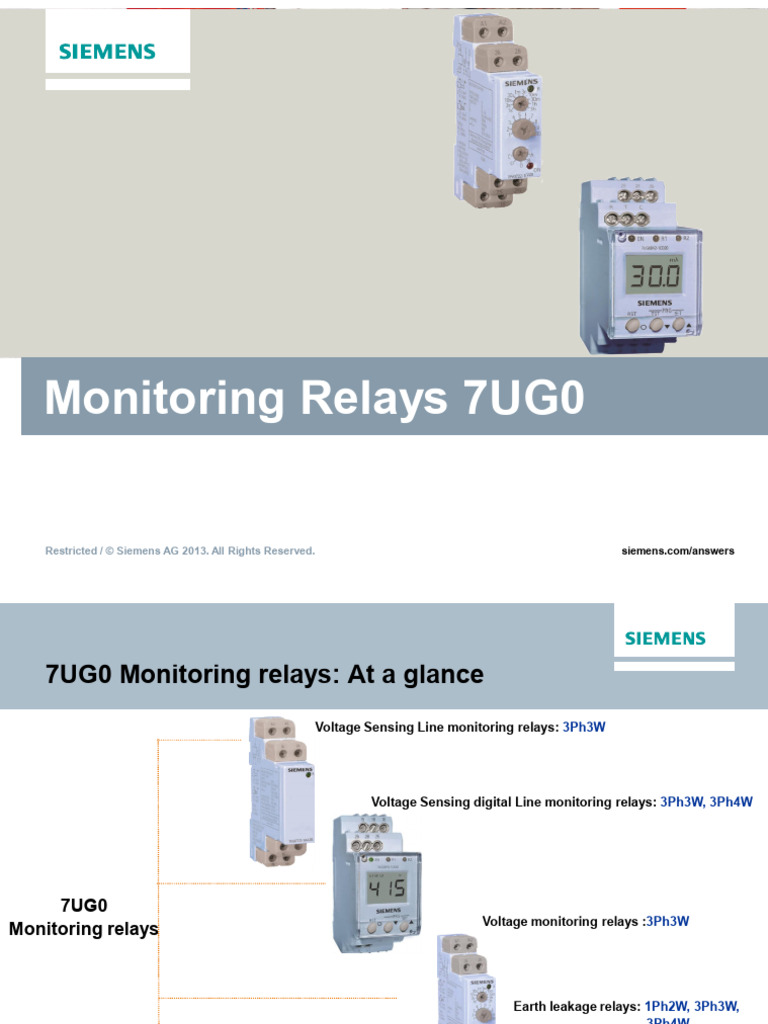 7UG Monitoring Relays | PDF | Relay | Power (Physics)