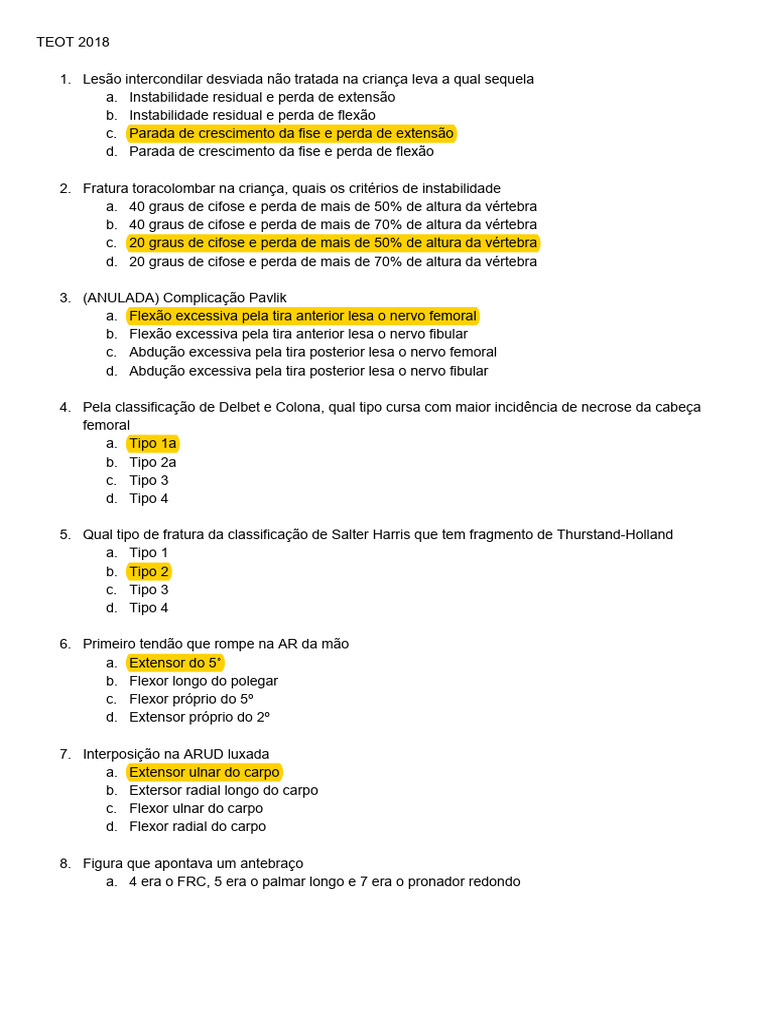 TEOT 2018 - Corrigido | PDF