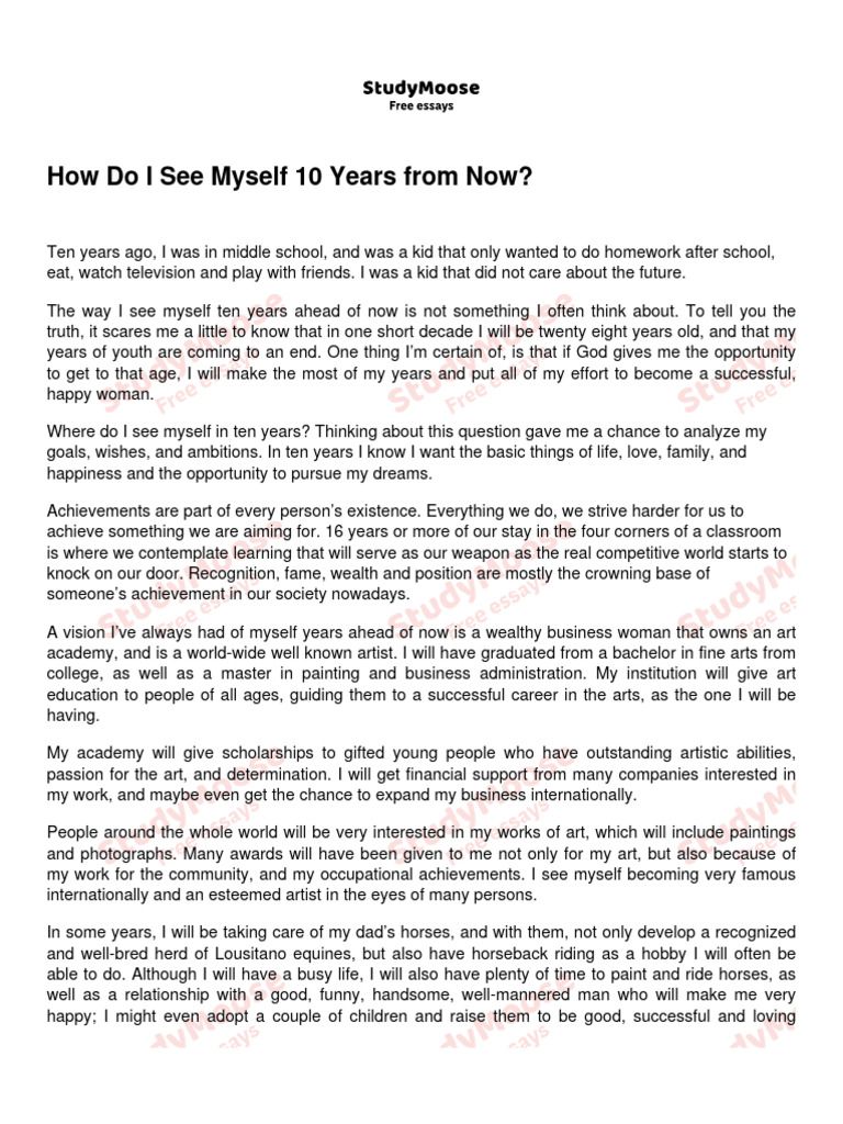 How Do I See Myself 10 Years From Now? | PDF