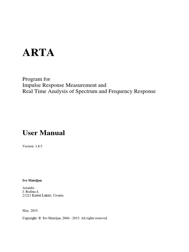 ARTA User Manual | Download Free PDF | Microphone | Spectral Density