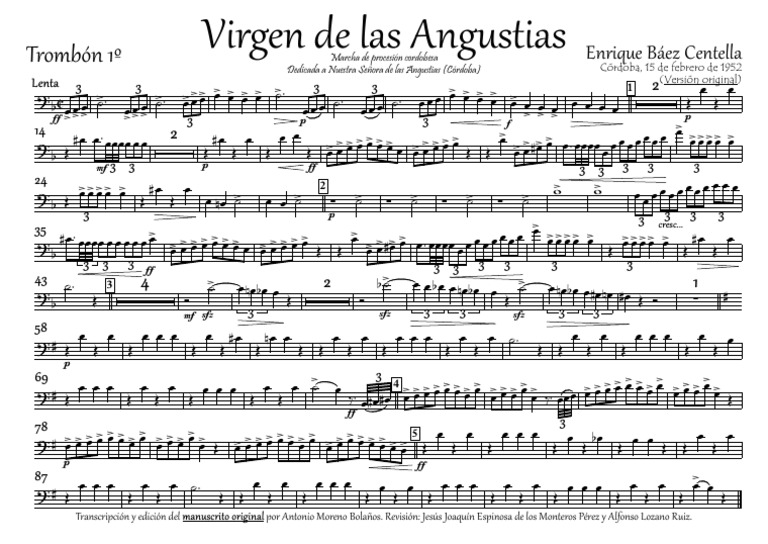 Virgen de las Angustias (Enrique Báez Centella) - Trombón 1º | PDF Virgen de las Angustias (Enrique Báez Centella) - Trombón 1º | PDF