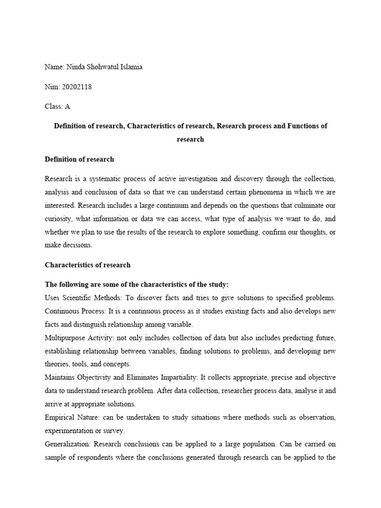 Definition of Research, Characteristics of Research, Research Process ...