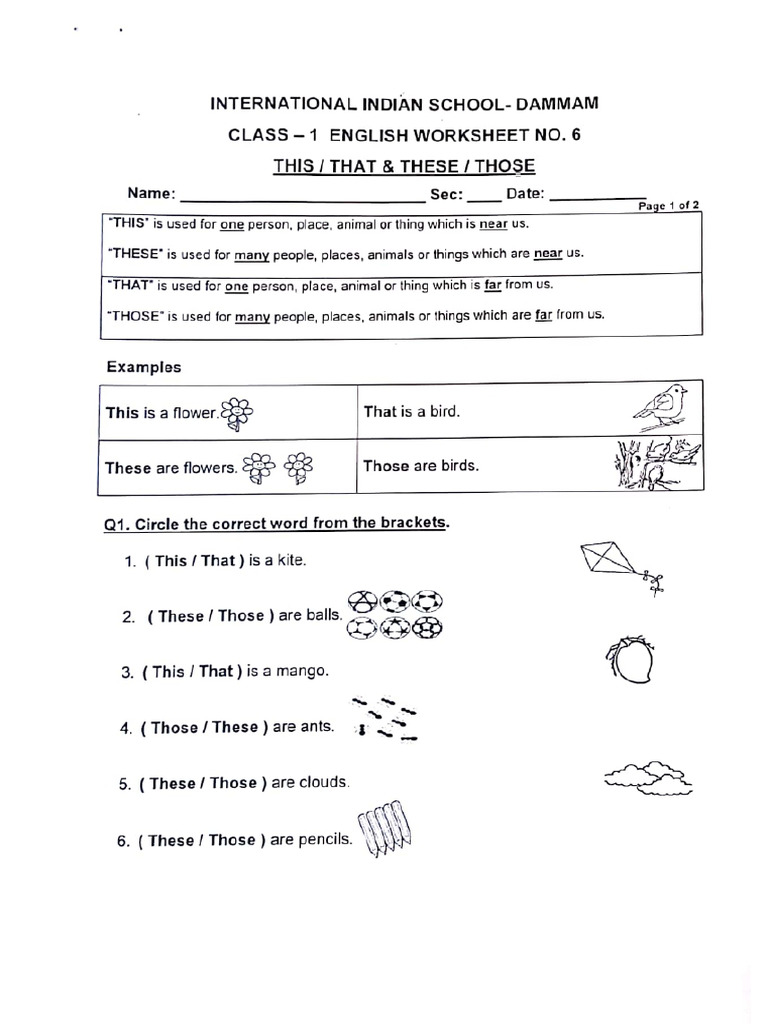 TERM-2-ENG_WORKSHEET-CLASS-1 | PDF