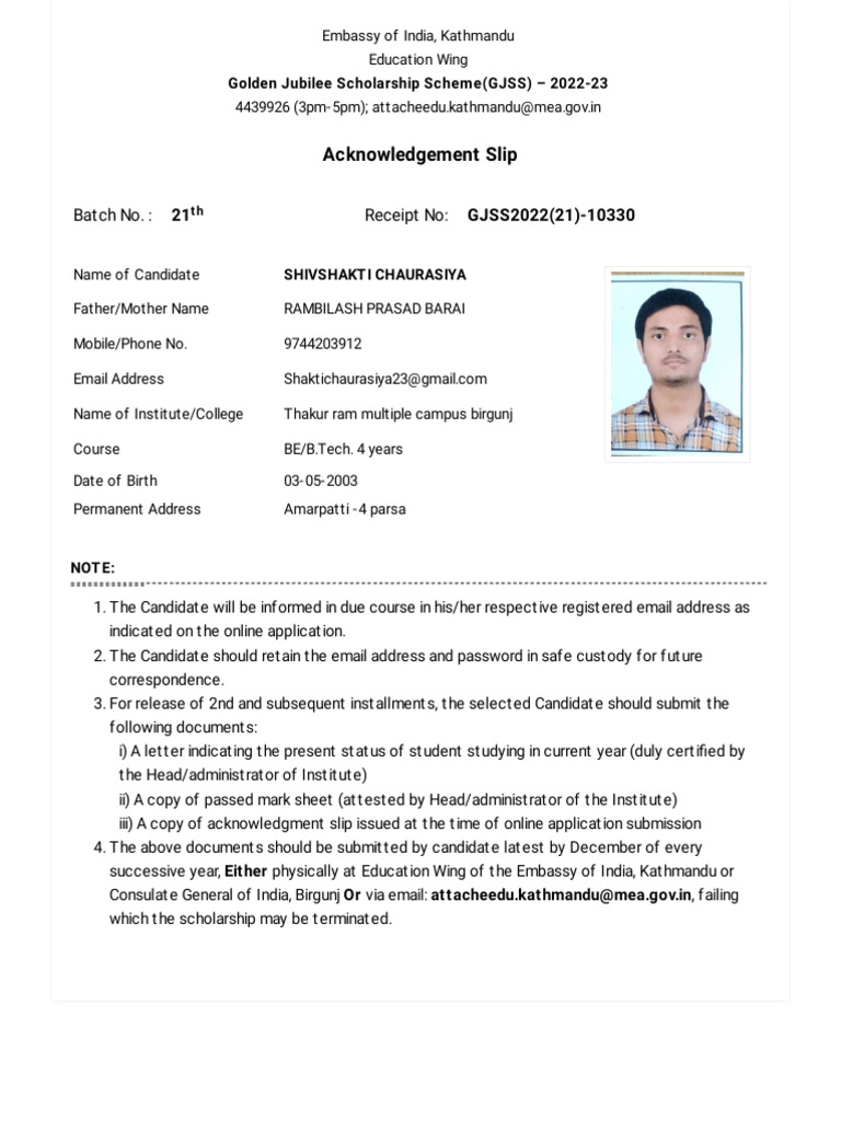 Golden Jubilee Scholarship Scheme (GJSS) | PDF