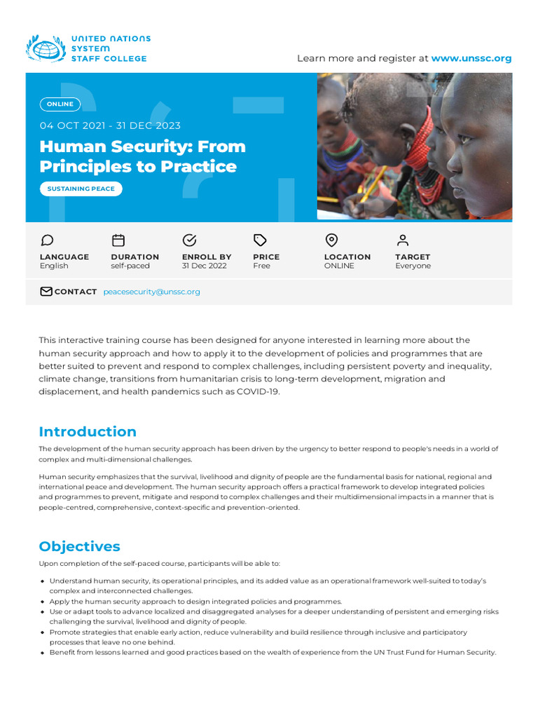 Human Security Training Course Online | PDF | Human Security | Climate ...