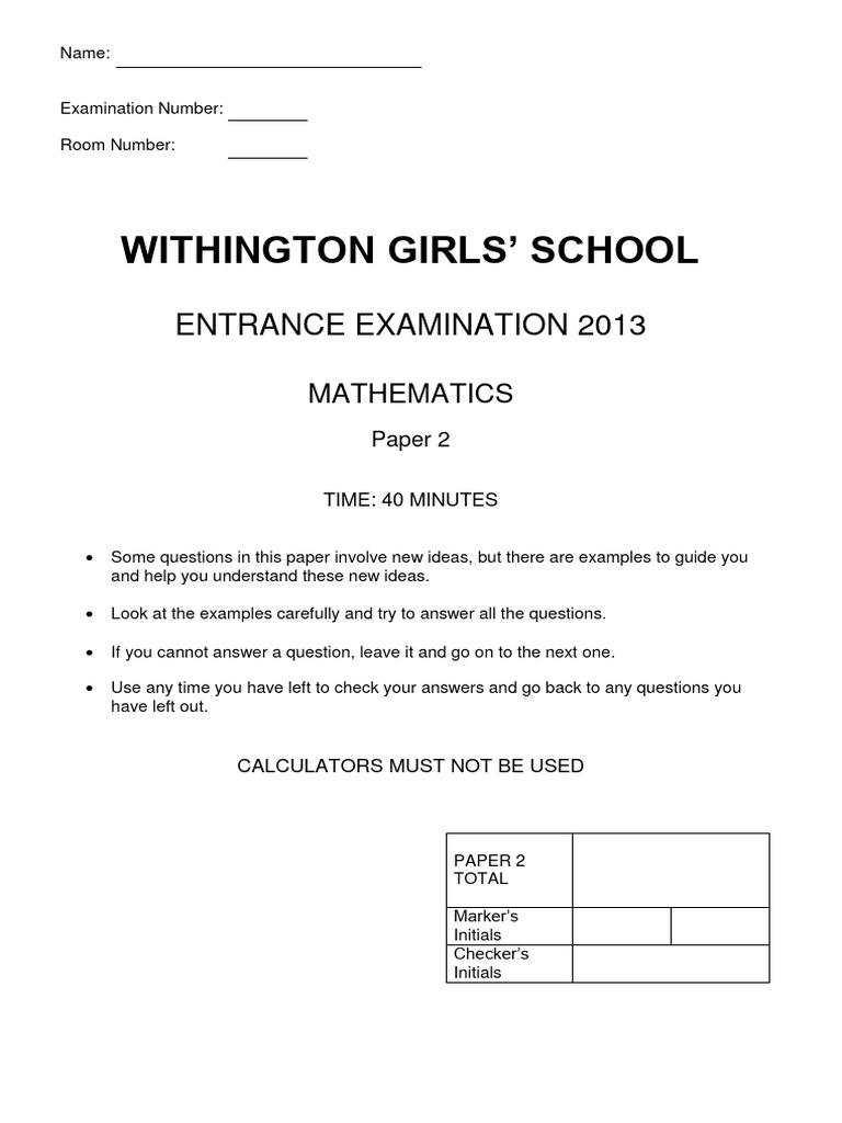 Mathematics 2013 PAPER 2 | PDF