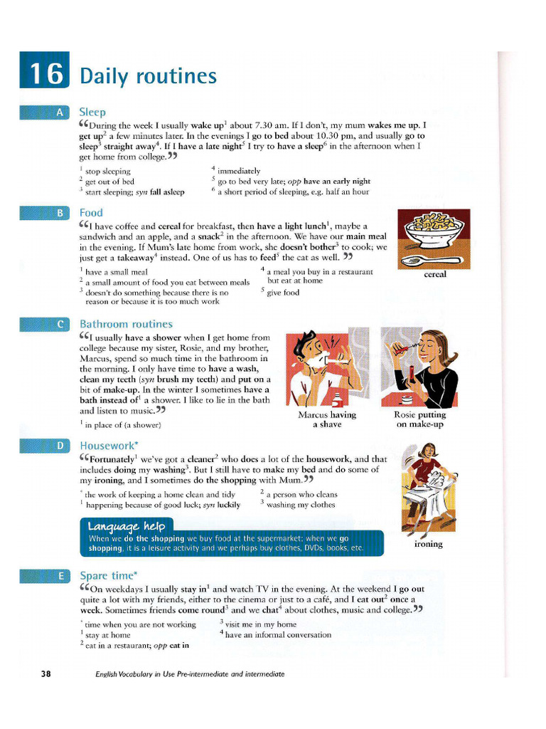 Daily routines vocabulary | PDF