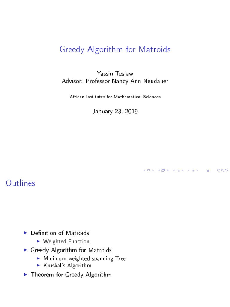 Greedy Algorithm For Matroids Pdf Numerical Analysis Mathematical Optimization