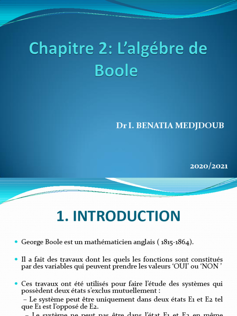 Chapitre 2 Algebere de Boole | PDF