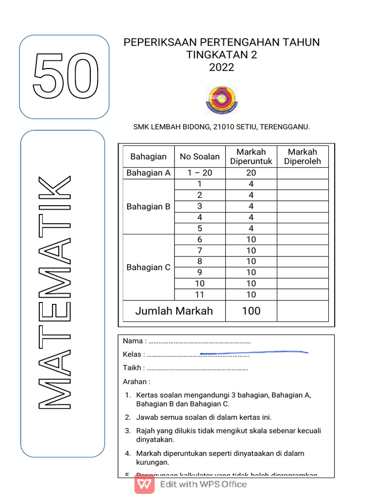 SOALAN PPT MATH T2 2022 2 | PDF