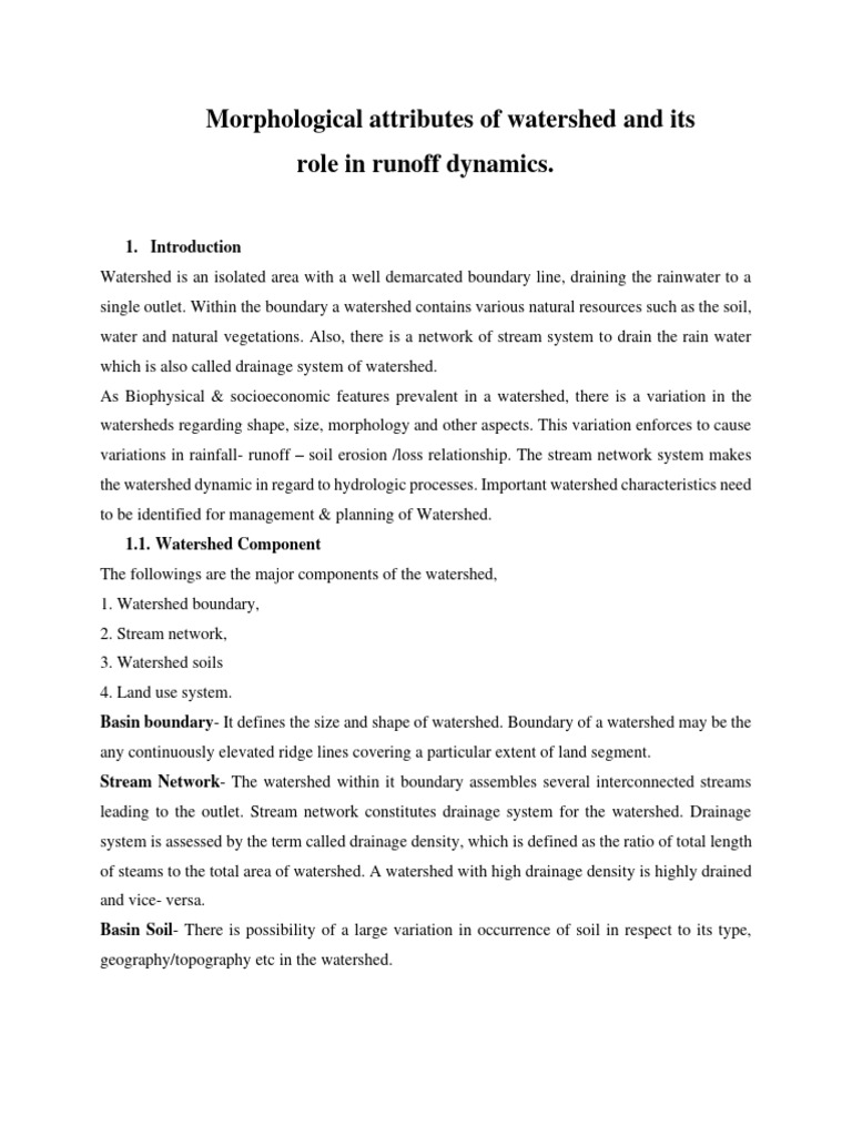 Watershed Morphology & Runoff Dynamics | PDF | Social Science | Law