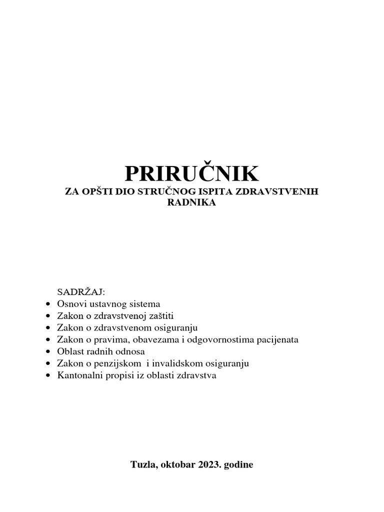 Priručnik Za Pripravnike Za Polaganje Opšteg Dijela Stručnog Ispita 2023 | PDF