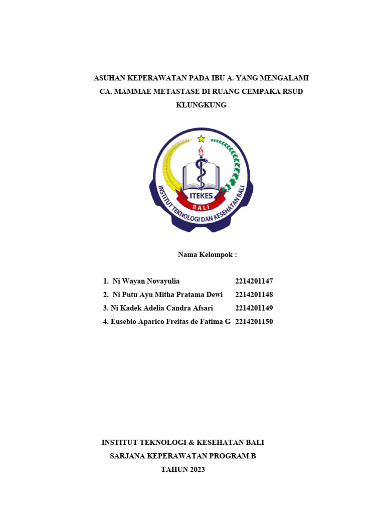 Askep Ca Mamae - Kelompok 4 - Kep Komplementer | PDF