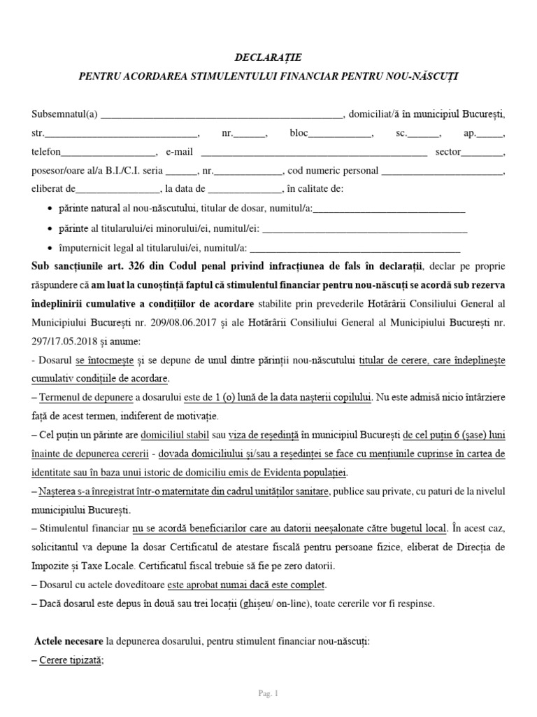 Declaratie Indeplinire Conditii Cumulative | PDF