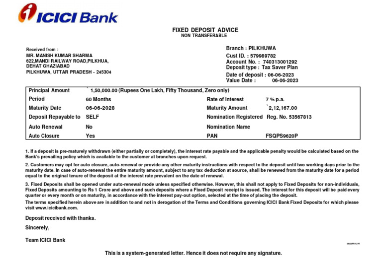 Fixed Deposit Advice | PDF | Financial Services | Economies