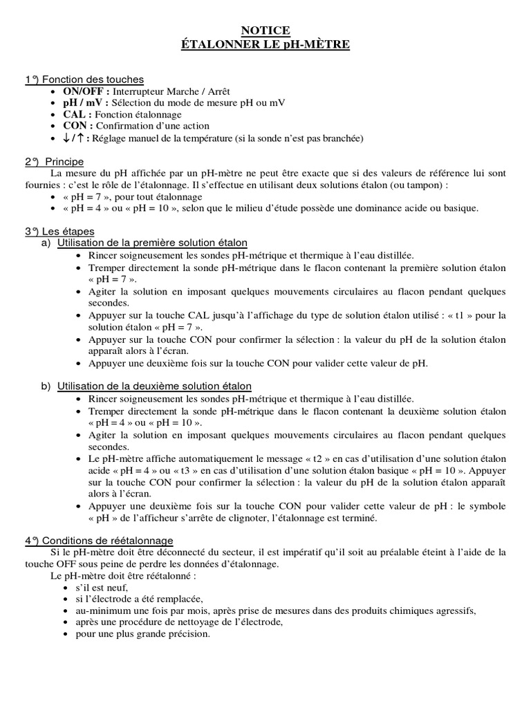 Etalonner Un Ph-Metre | PDF