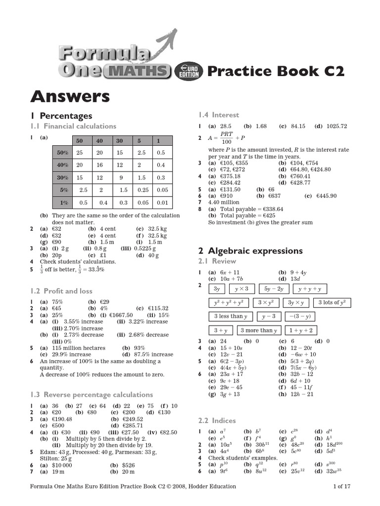 FOM Euro Practice Book C2 Answers | PDF | Circle | Elementary Mathematics