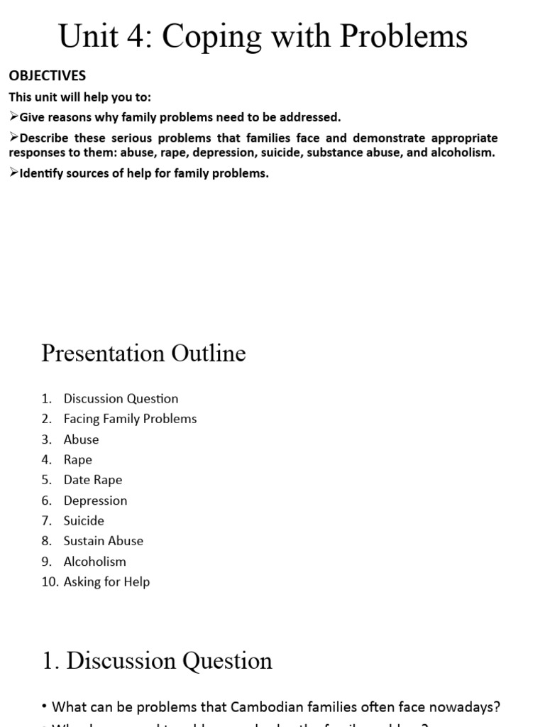 Chapter 1_Unit 4_Coping with Problems | PDF | Rape | Substance Abuse