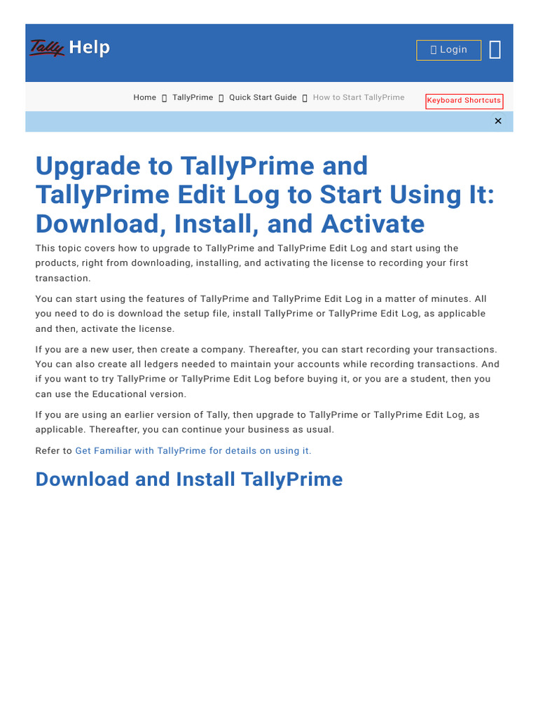 Quick Start Guide Tally Prime | PDF