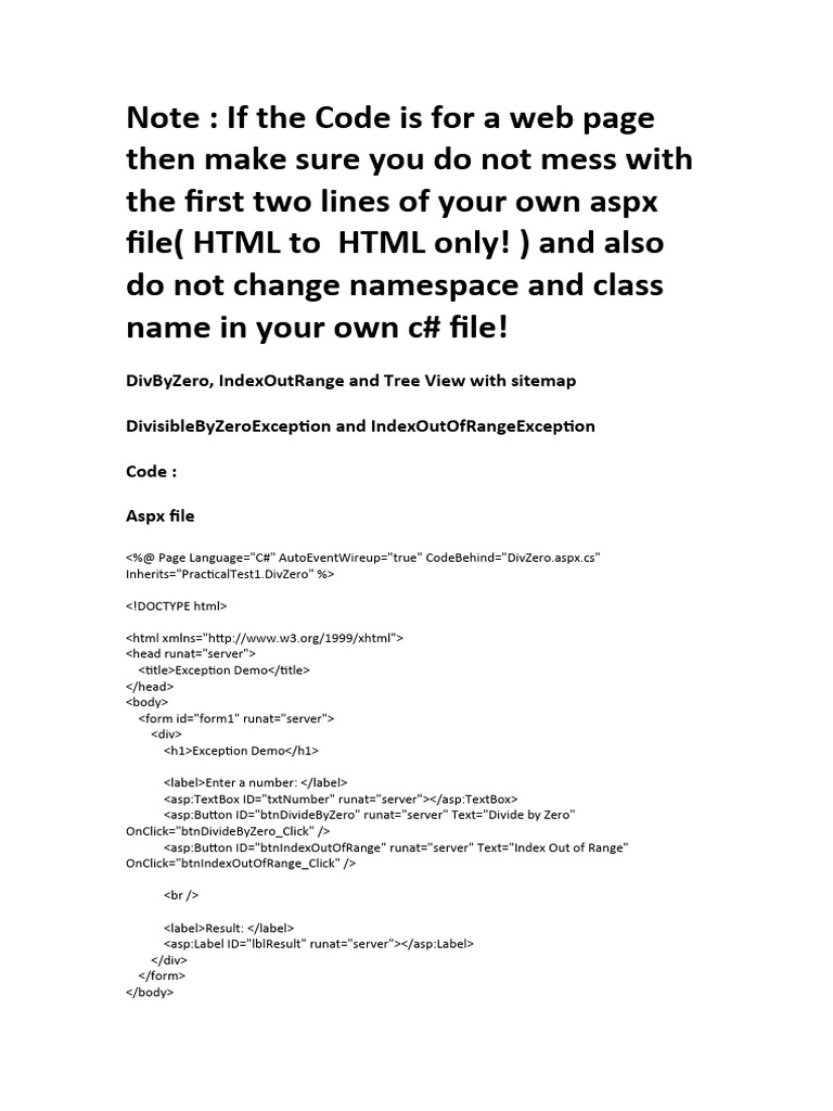 DivByZero IndexOutRange and TreeView | PDF