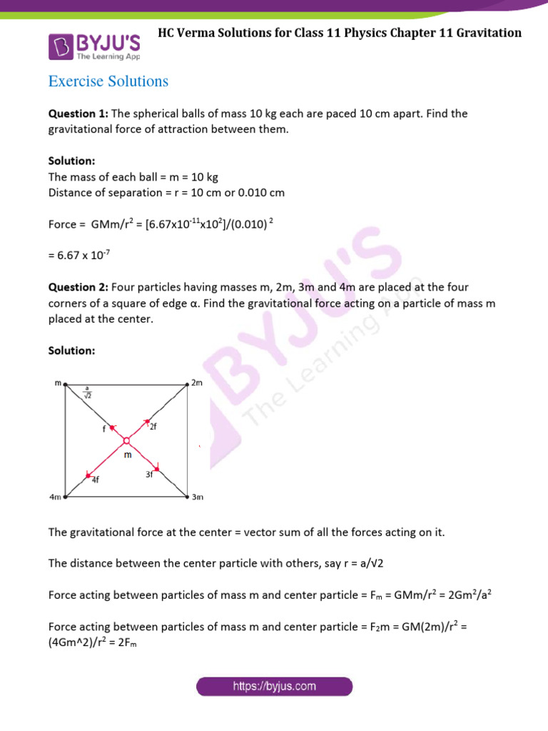 HC Verma Solution Class 11 Physics Chapter 11 Gravitation | PDF