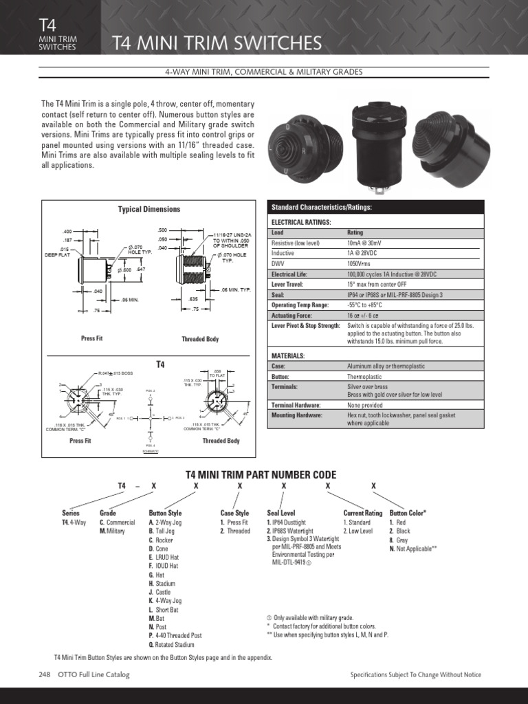 T4-Mini Trim Switches Catalog Pages | PDF