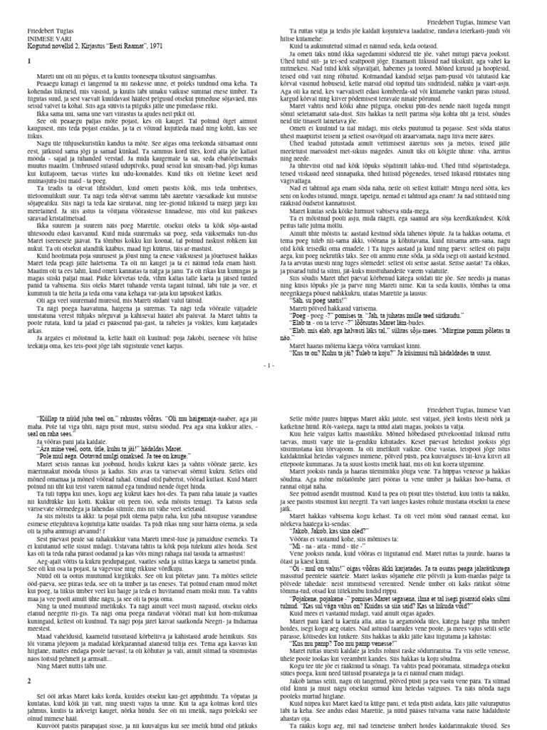 Tuglas Inimese Vari | PDF