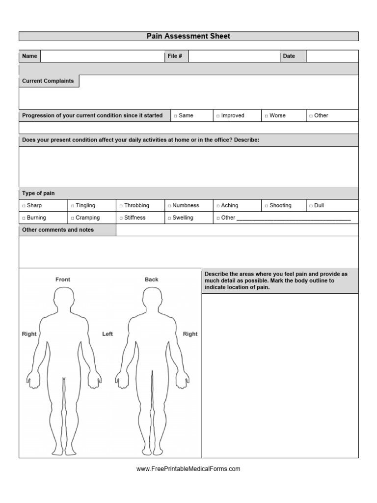 Pain Assessment Sheet | PDF