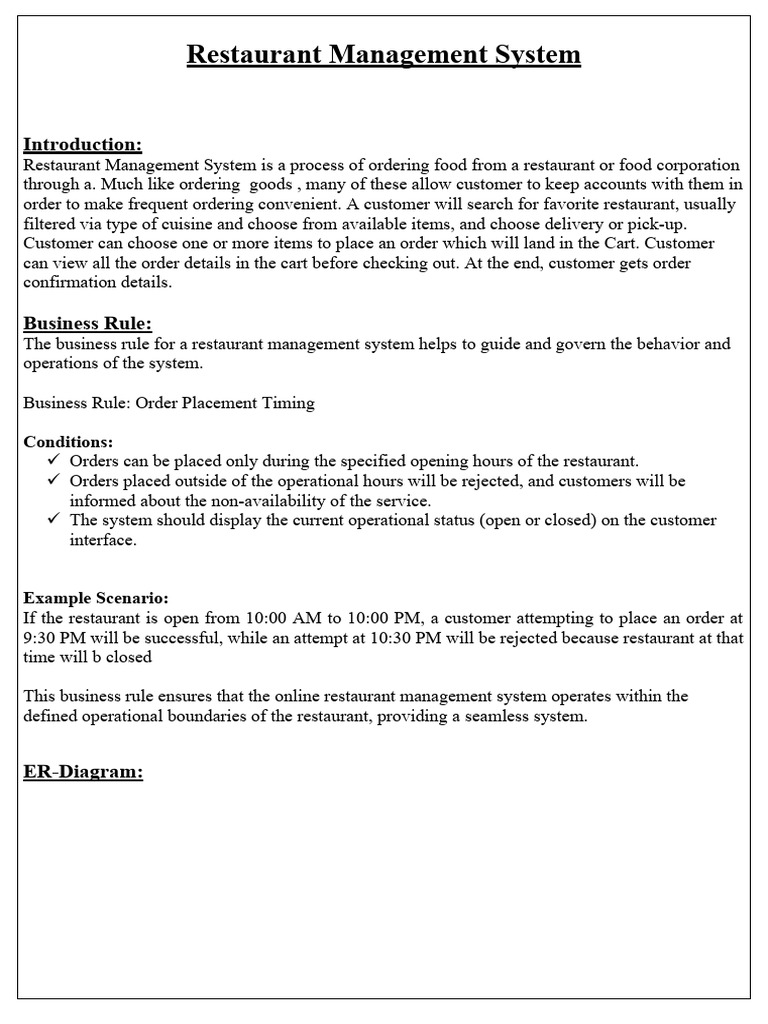 Restaurant Management System Final | PDF