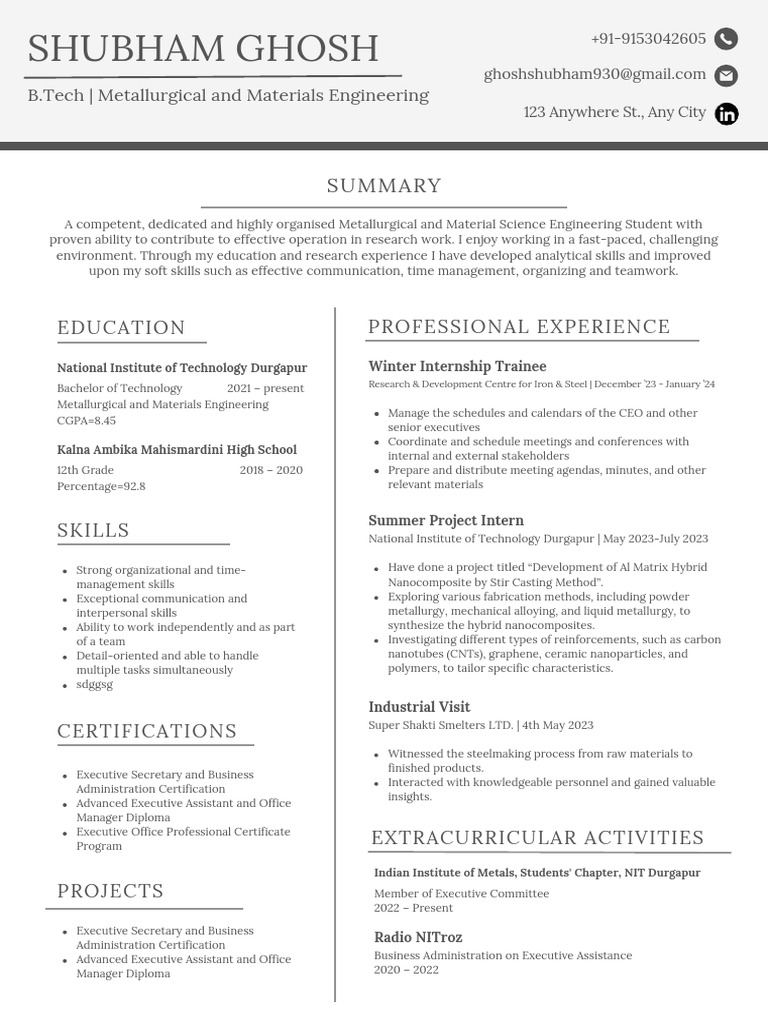Gray and White Simple Clean Resume | PDF