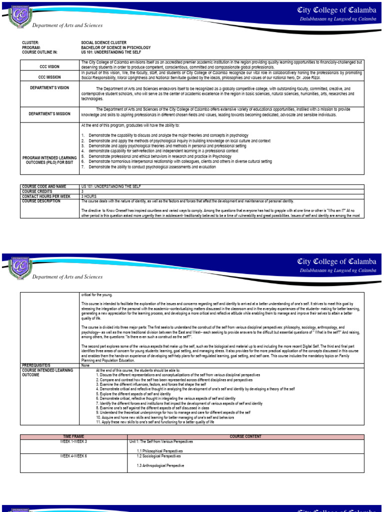 Understanding the Self Course Outline | PDF | Science & Mathematics