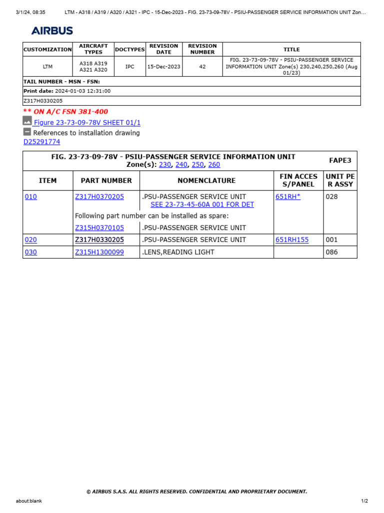 PSIU Installation Guide for A318/A320 | PDF | Technology & Engineering