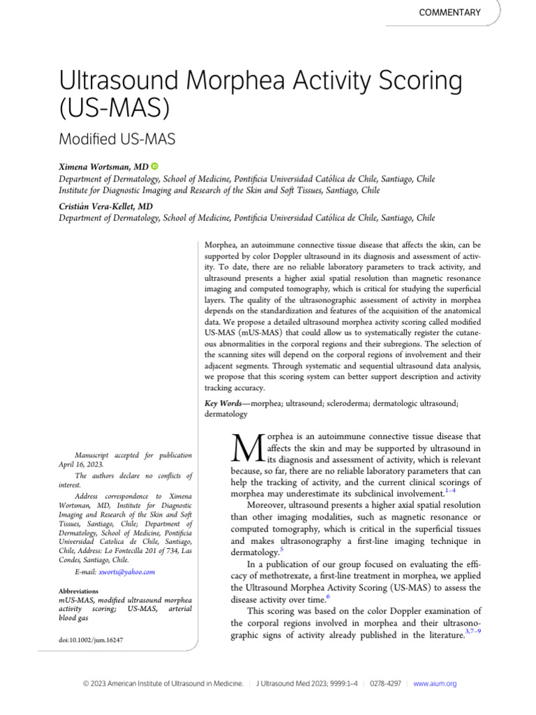 Modified Ultrasound Morphea Scoring | PDF | Medical Ultrasound ...