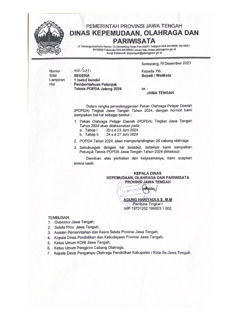 Juknis POPDA Jateng 2024 | PDF