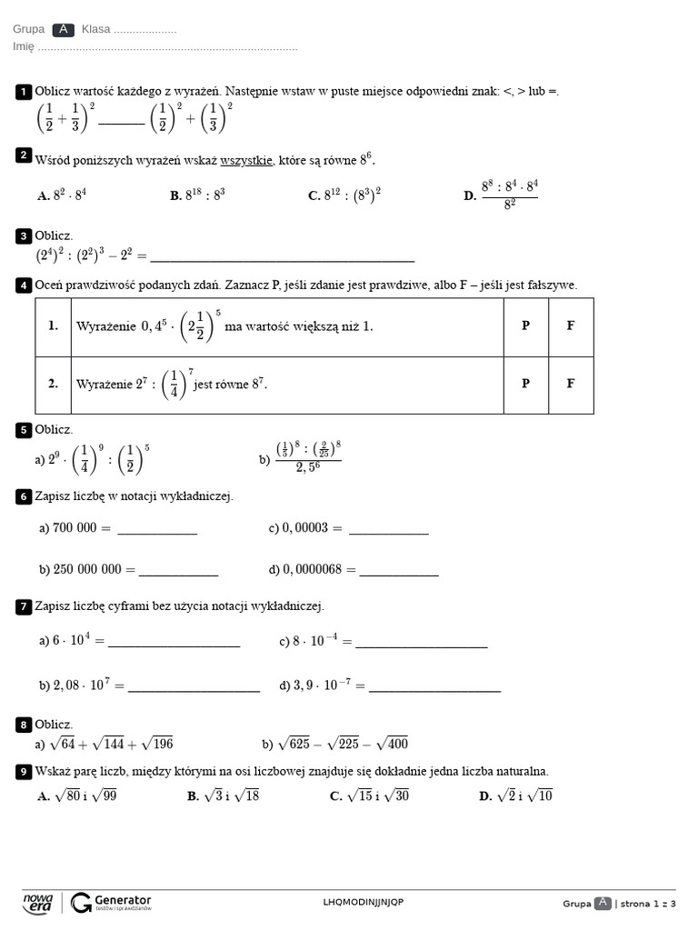 Potęgi I Pierwiastki | PDF