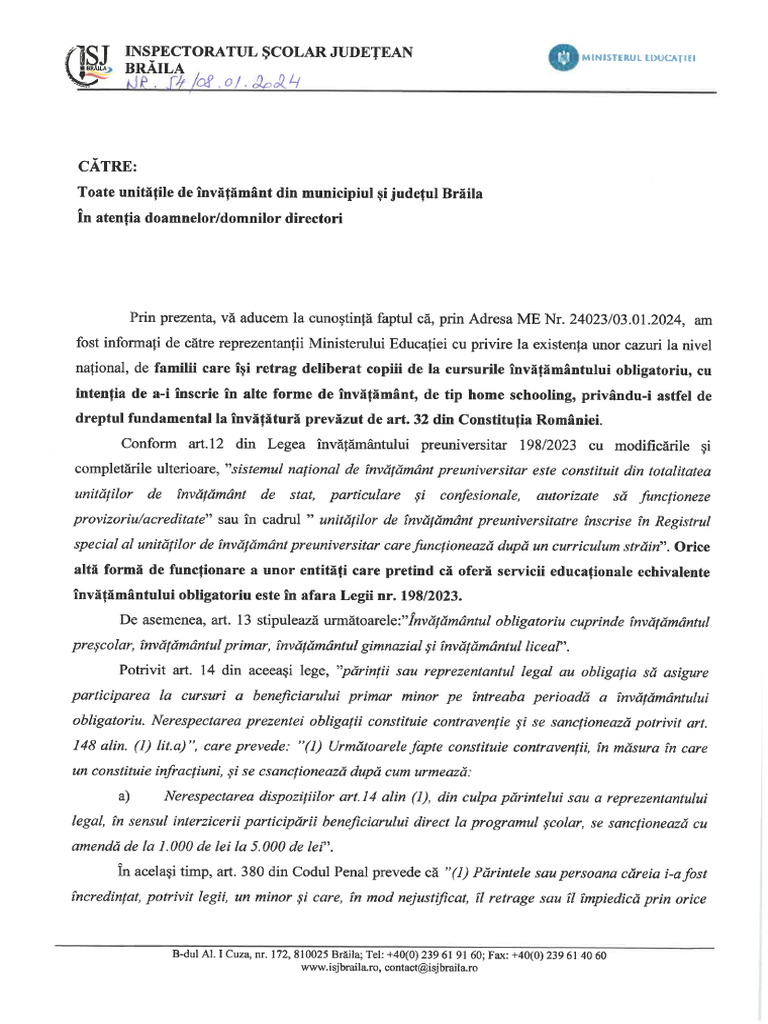 Informare Adresa Nr. 24023 | PDF